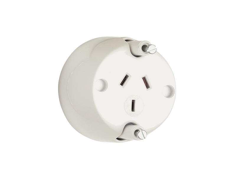413F Single Socket Outlet 250vac 10A 3 Pin Fast Fixing Nails White Electric