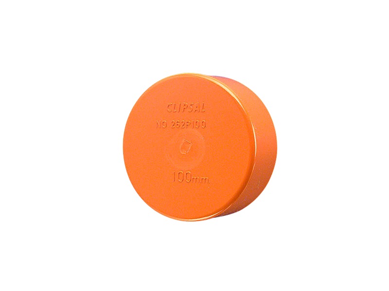 262P80 Conduit End Cap 80mm Pressure Pipe Electric Orange