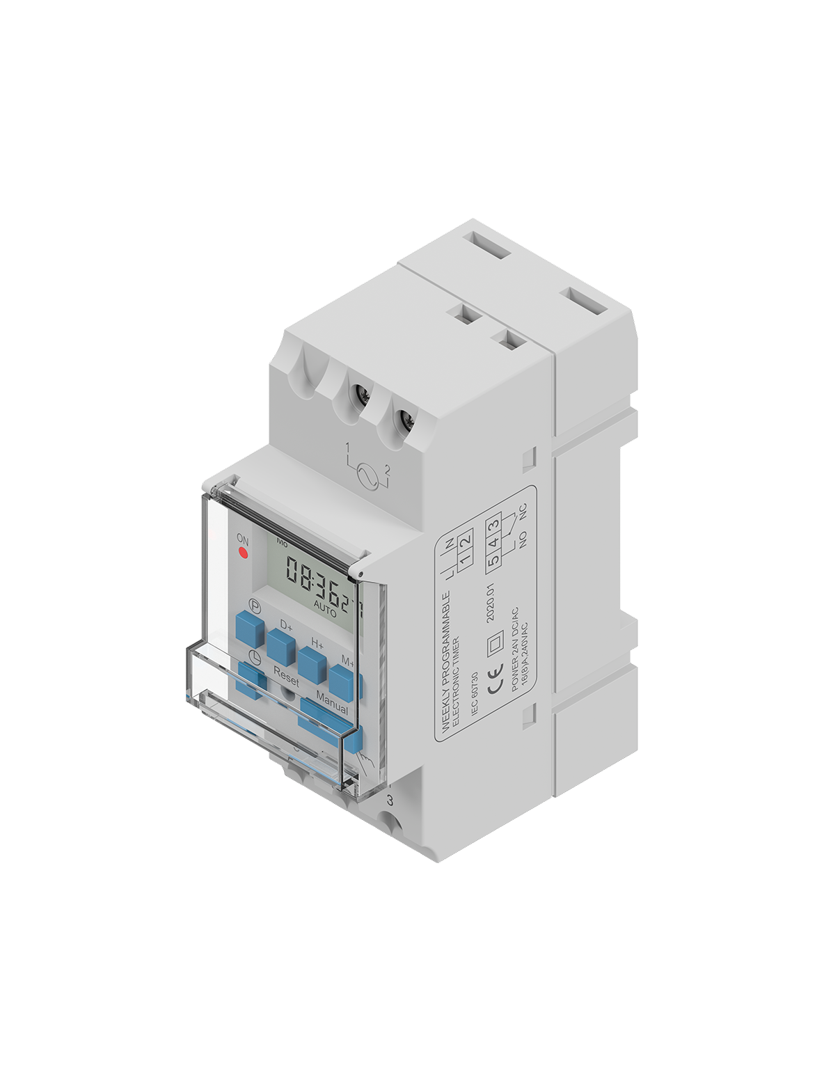 240Vac 7 Day Digital Time Switch DIN Rail Timer - TIMER-7D/D-240V