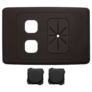 2-Gang Outlet Plate with Cable Management - Black | Schnap