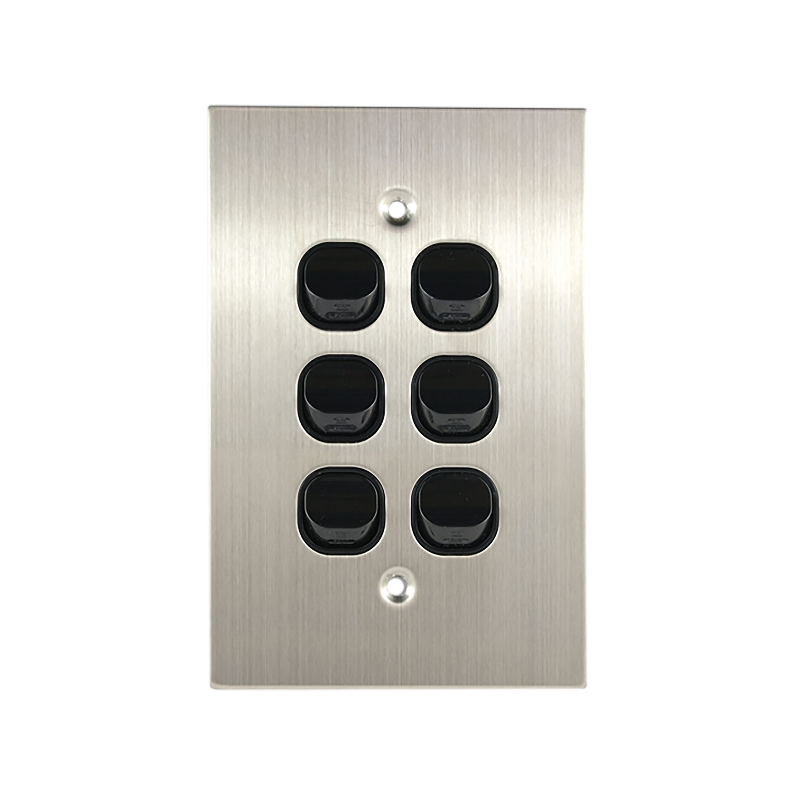 Stainless Steel Light Switch 6 Gang Vertical – BLACK - SS-LS106VB