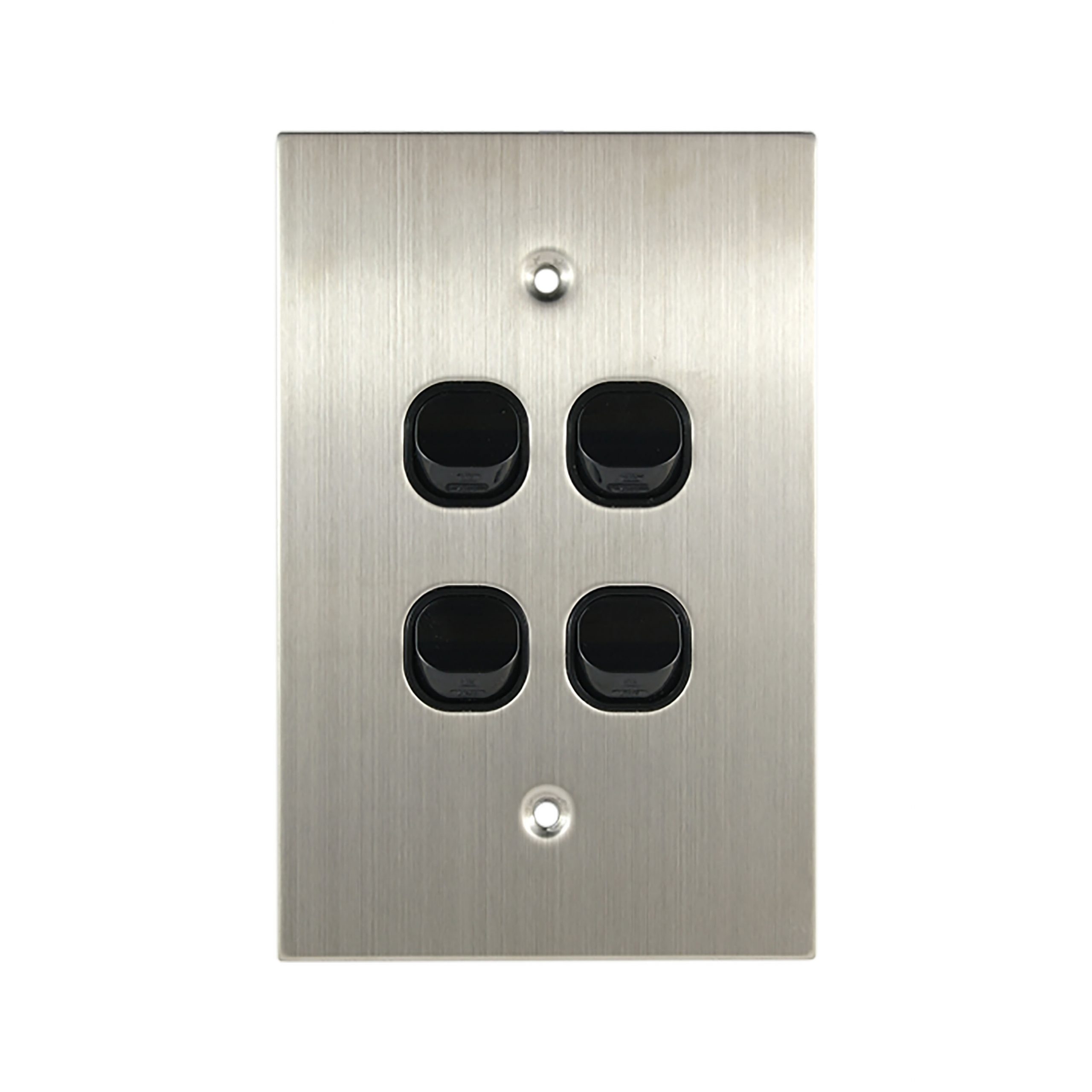 Stainless Steel Light Switch 4 Gang Vertical – BLACK - SS-LS104VB