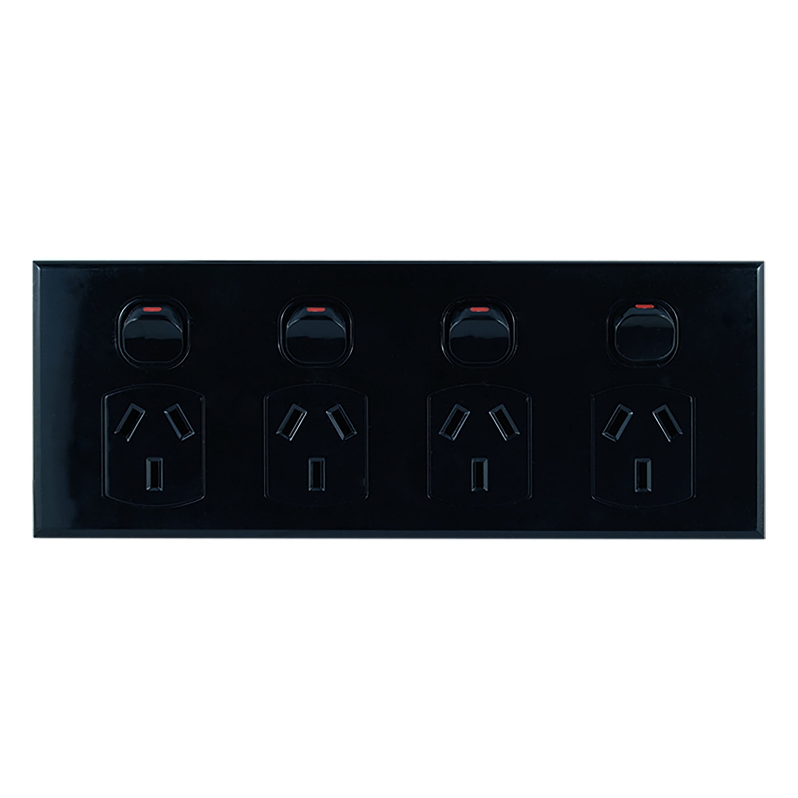 4 Gang Slimline Power Point – BLACK - PO410B-L