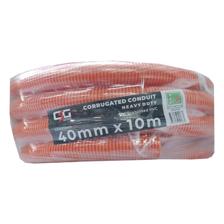 40mm Corrugated Conduit Heavy Duty 10M Roll Orange - CC4010HD