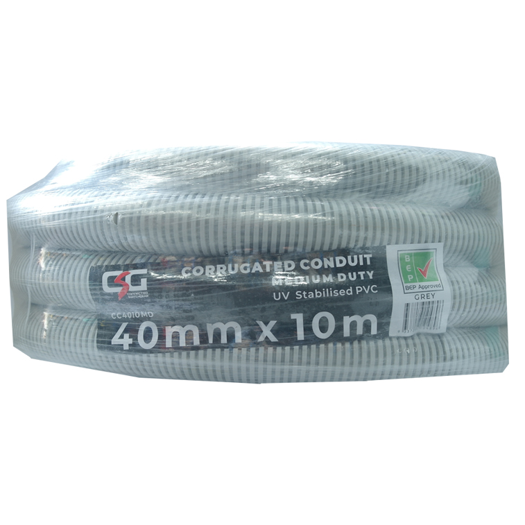 40mm Corrugated Conduit UPVC 10M Roll Grey - CC4010MD