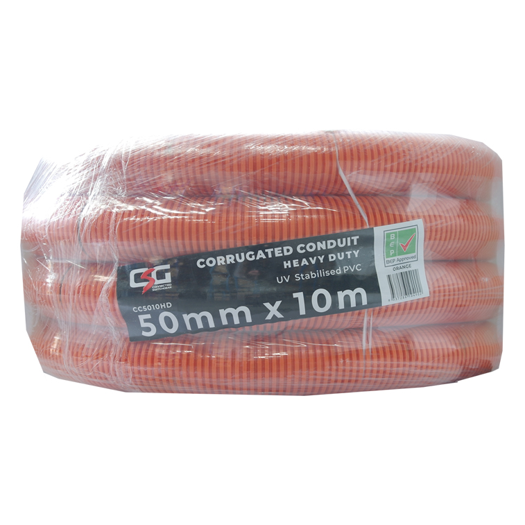 50mm Corrugated Conduit Heavy Duty 10M Roll Orange - CC5010HD