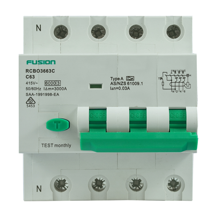 RCBO 3P+N 6kA 415V 63A Type A - RCBO3663C