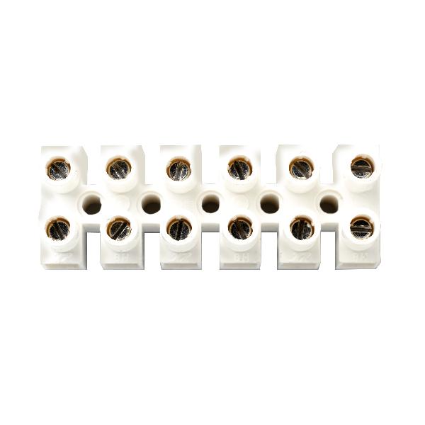 HPM 6 Way Insulated and Earth Terminal Block Connector Strip White - D35P6