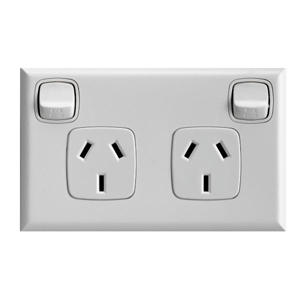 Excel - Horizontal double powerpoint 2 gang double pole 10A 240V a.c ...