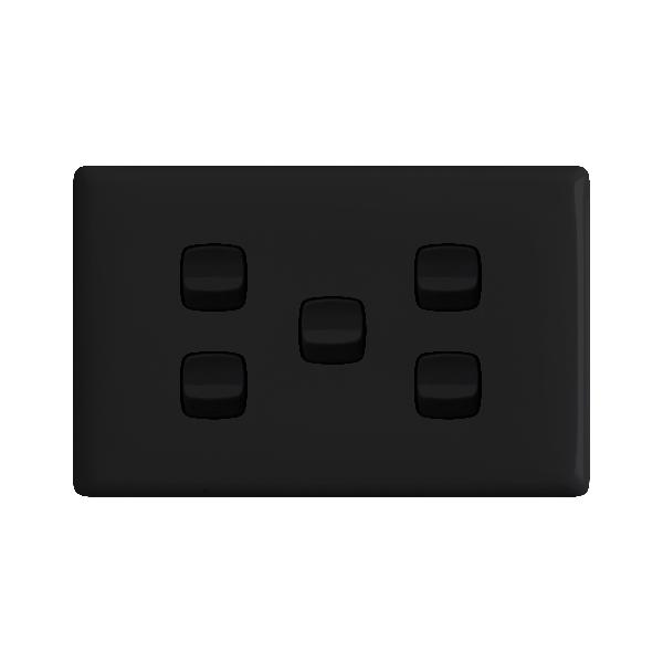 Linea Horizontal rocker switch - Single Pole Double Throw - 5 gang 2 ...