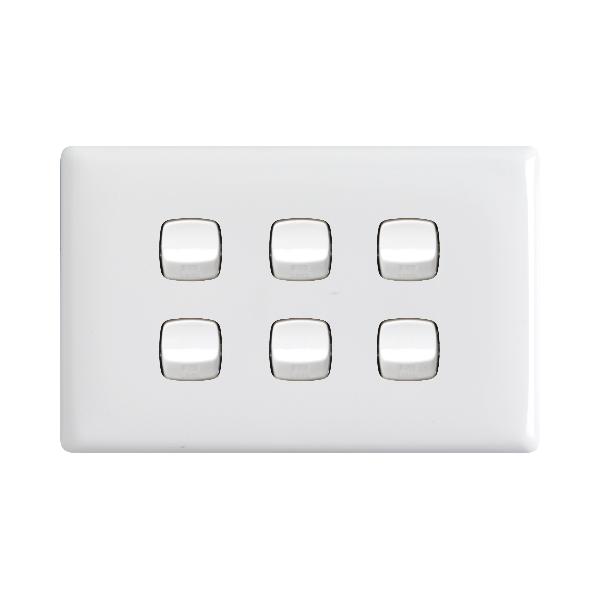 Linea - Horizontal rocker switch - Single Pole Double Throw - 6 gang 2 ...