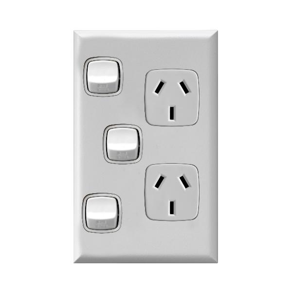 Excel - Vertical double powerpoint 2 gang 10A 240V a.c. with extra ...