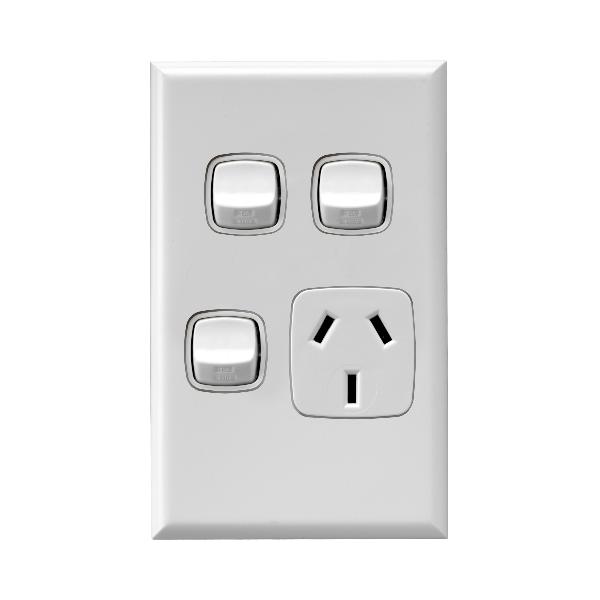 Excel - Vertical single powerpoint 1 gang 10A 240V a.c. with 2 extra ...