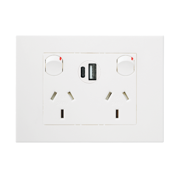 HPM VIVO 10A Double Powerpoint with Integrated Type A+C 2.4A USB ...