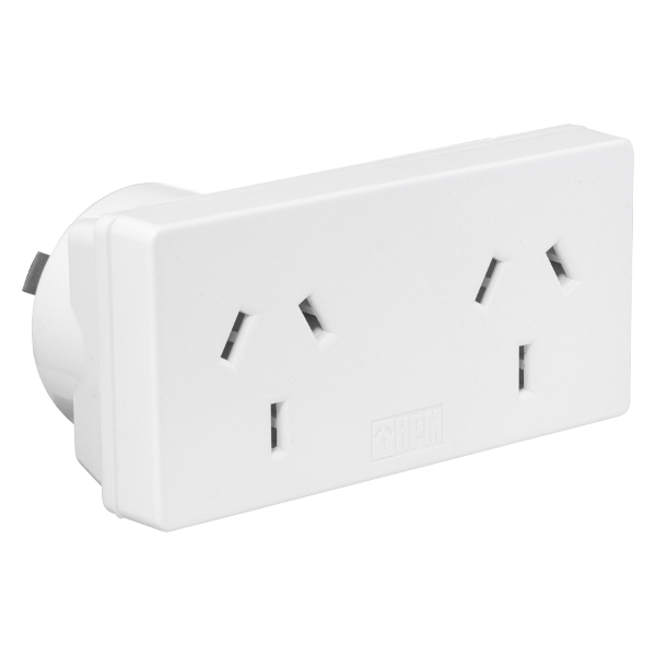 HPM 10A Slimline Double Adaptor White - Twin Pack - D2/2WE