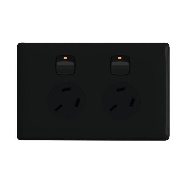 Linea Horizontal double powerpoint 2 gang 10A 240V a.c. with extra ...