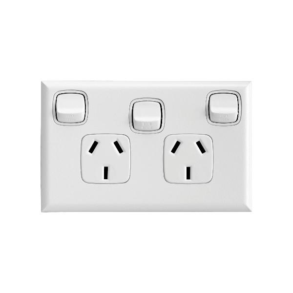 Excel - Horizontal double powerpoint 2 gang 10A 240V a.c. with extra ...