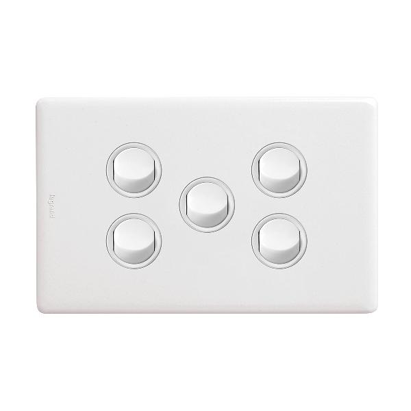 Excel Life 16A Single Pole Double Throw Horizontal Rocker Switch 5 Gang ...