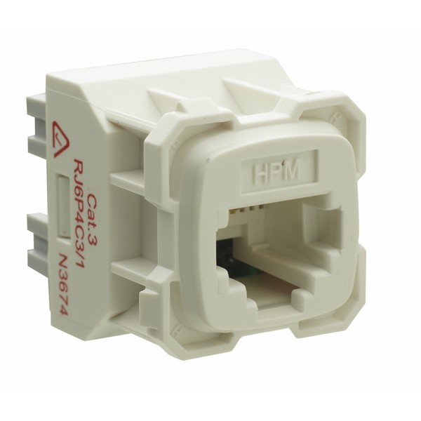 HPM Cat3 RJ11 Phone Mechanism Socket White - RJ6P4C3/1