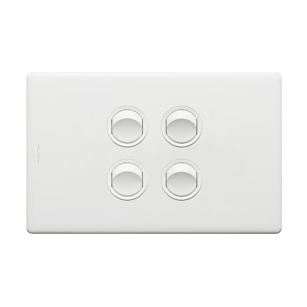 Excel Life 16A Single Pole Double Throw Horizontal Rocker Switch 4 Gang ...