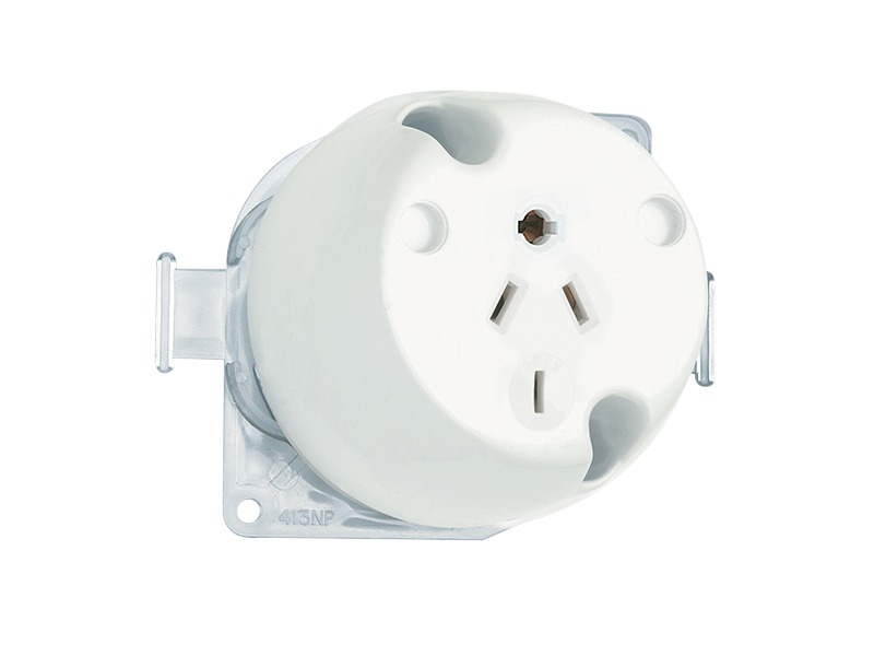 413/4P Single Switch Socket Outlet 250/440vac 10A 4 Pin White Electric