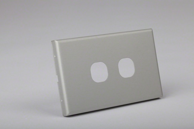 HPM Two Gang Matt Silver Cover Plate