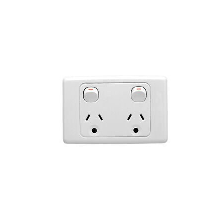 2000 Series Twin Switch Socket Outlet 250V, 10A, Round Earth Pin ...