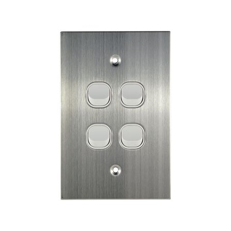 Stainless Steel Light Switch 4 Gang Vertical - SS-LS104V
