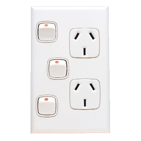 Excel - Vertical double powerpoint 2 gang 10A 240V a.c. with extra ...