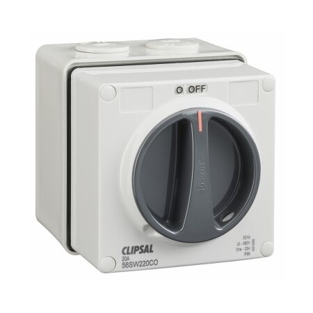 Clipsal - 56 Series, Surface Switch, 1 Gang, 2 Pole, 500VAC, 20A ...